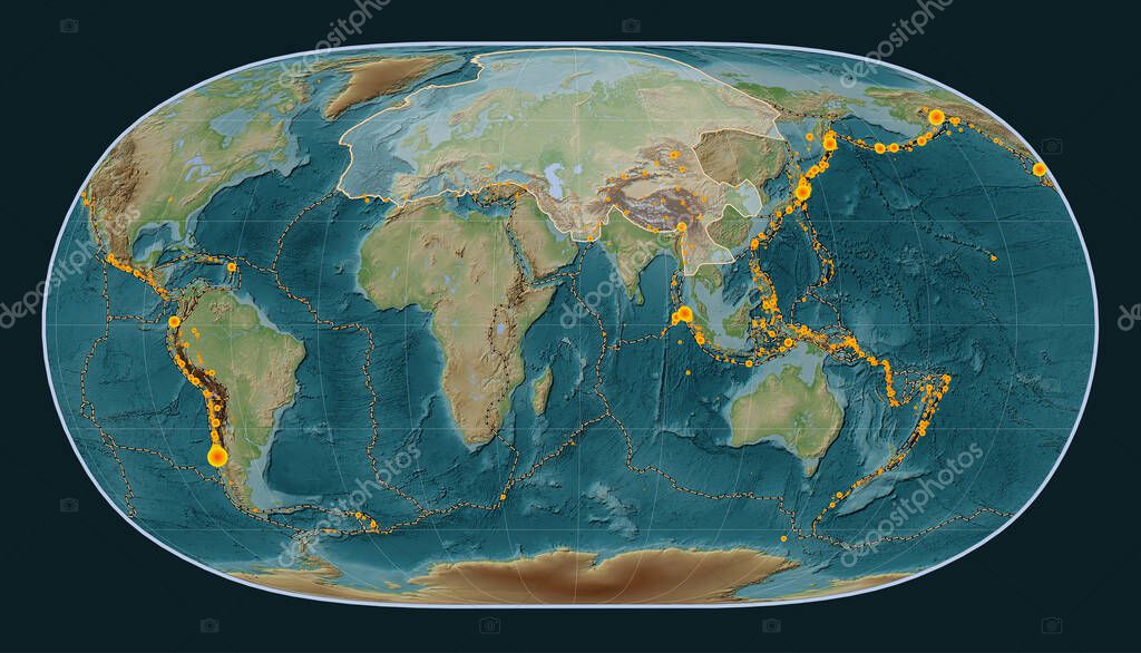 Placa tectónica euroasiática en el mapa de elevación de estilo Wiki en ...