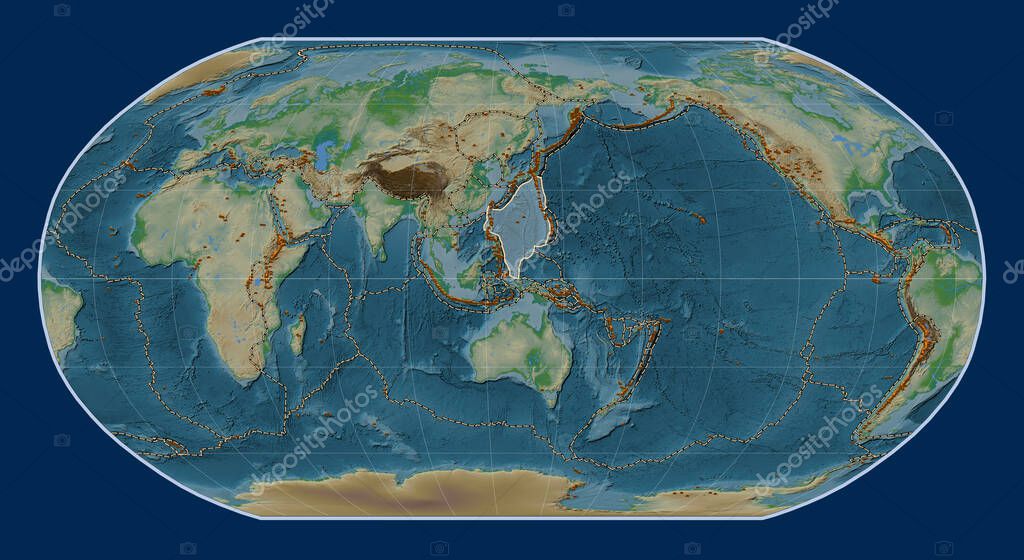 Placa tectónica del Mar de Filipinas en el mapa de elevación física en ...