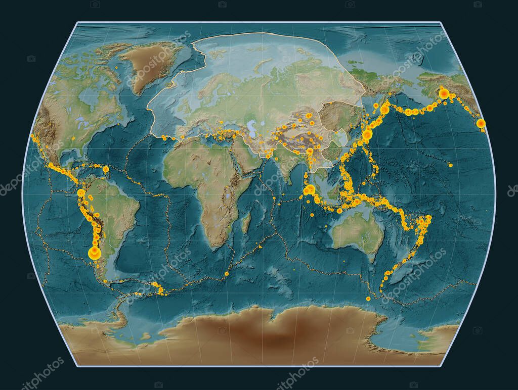 Placa tectónica euroasiática en el mapa de elevación de estilo Wiki en ...