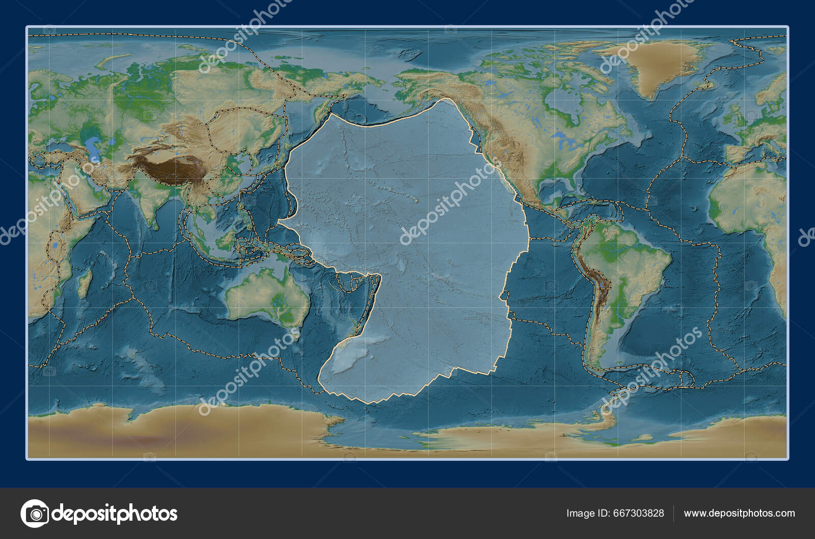 Placa Tectónica Del Pacífico Mapa Elevación Física Proyección ...