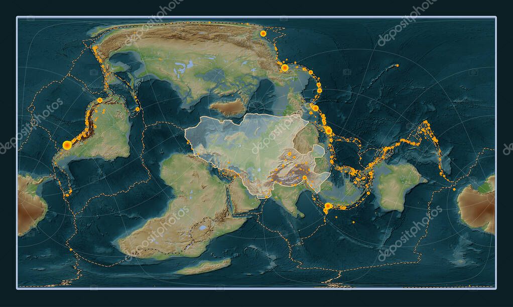 Placa tectónica eurasiática en el mapa de elevación de estilo Wiki en ...