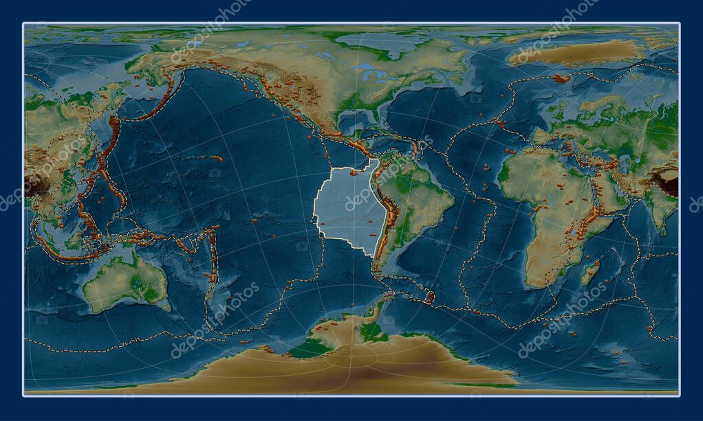 Placa tectónica de Nazca en el mapa de elevación física en la ...