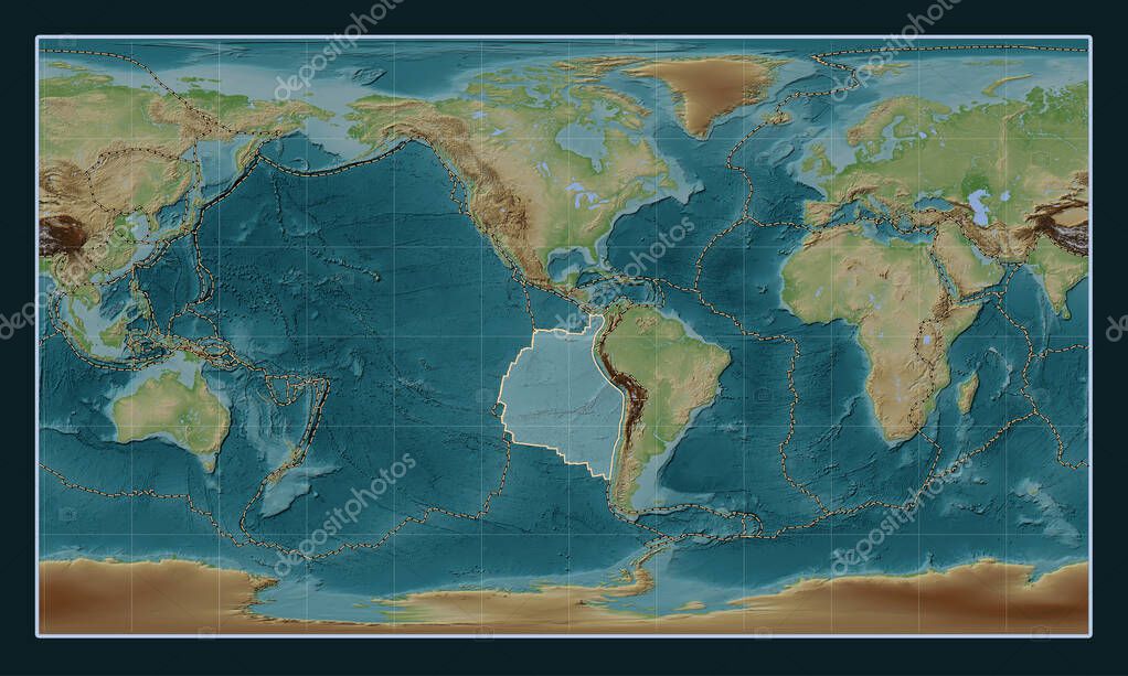 Placa tectónica de Nazca en el mapa de elevación de estilo Wiki en la ...