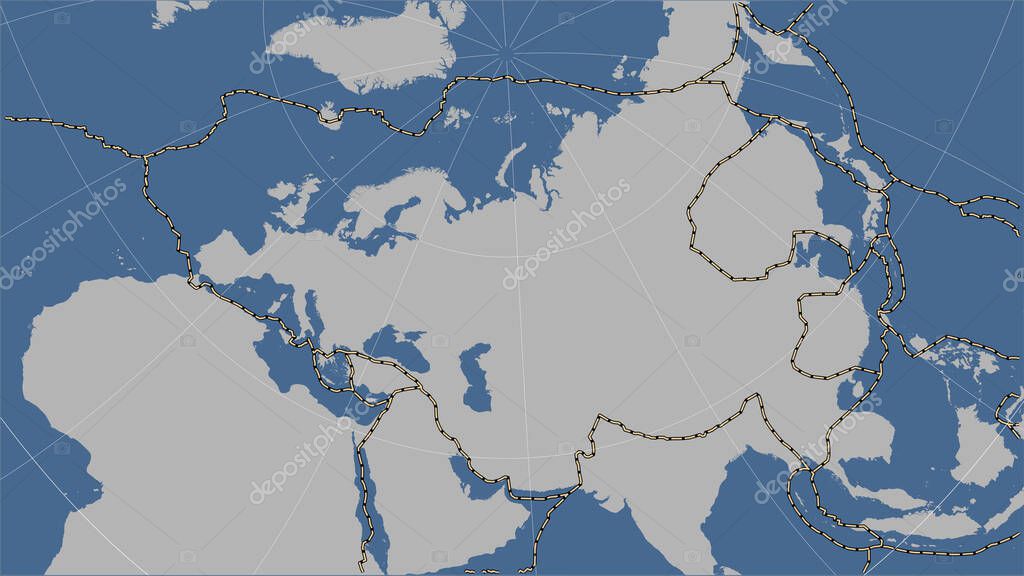 Placa tectónica eurasiática y los límites de las placas adyacentes en ...