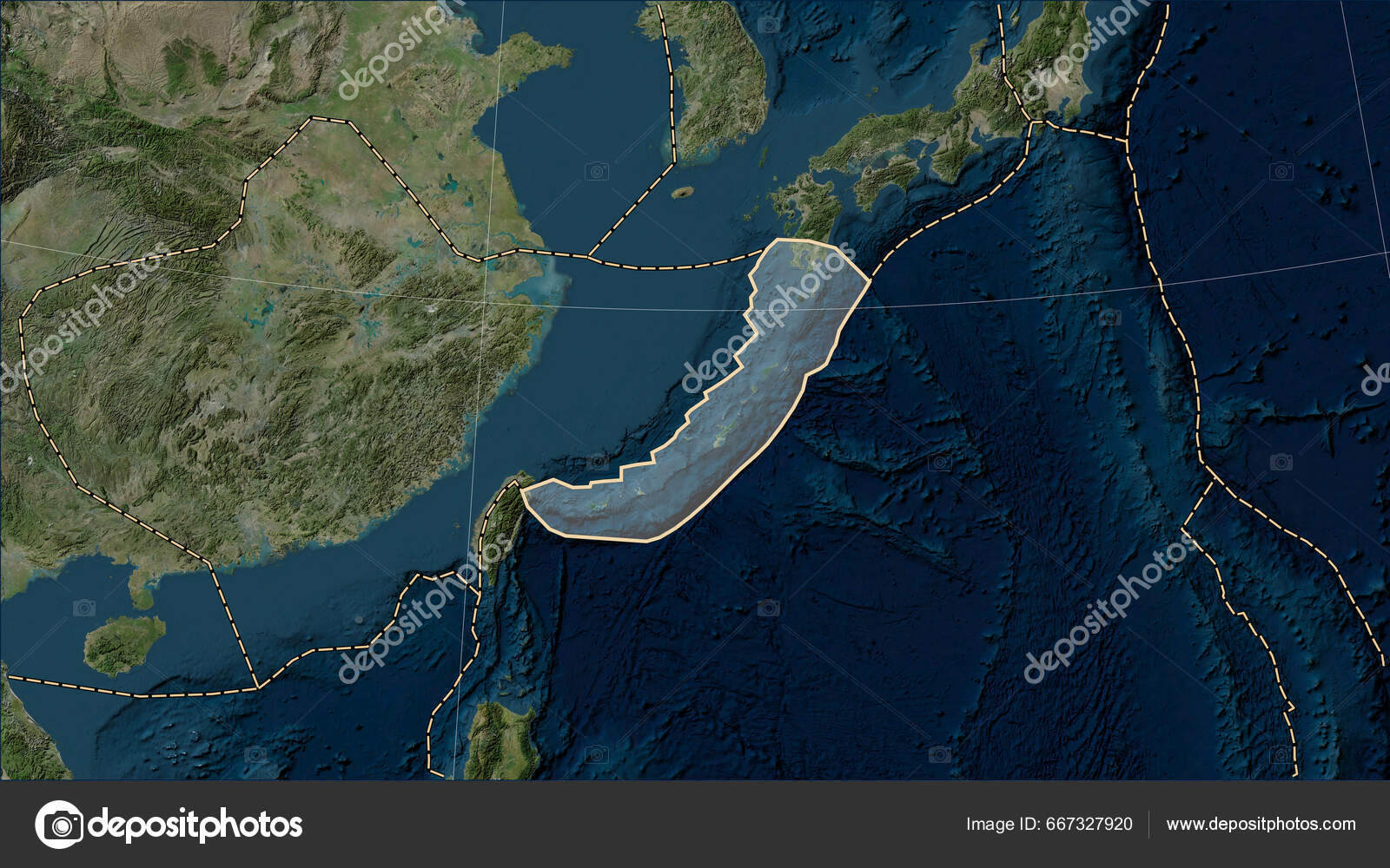 Distribución Volcanes Conocidos Alrededor Placa Tectónica Okinawa Mapa ...