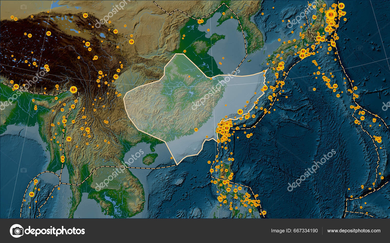 Tectonic Plate Boundaries Adjacent Yangtze Tectonic Plate Physical ...