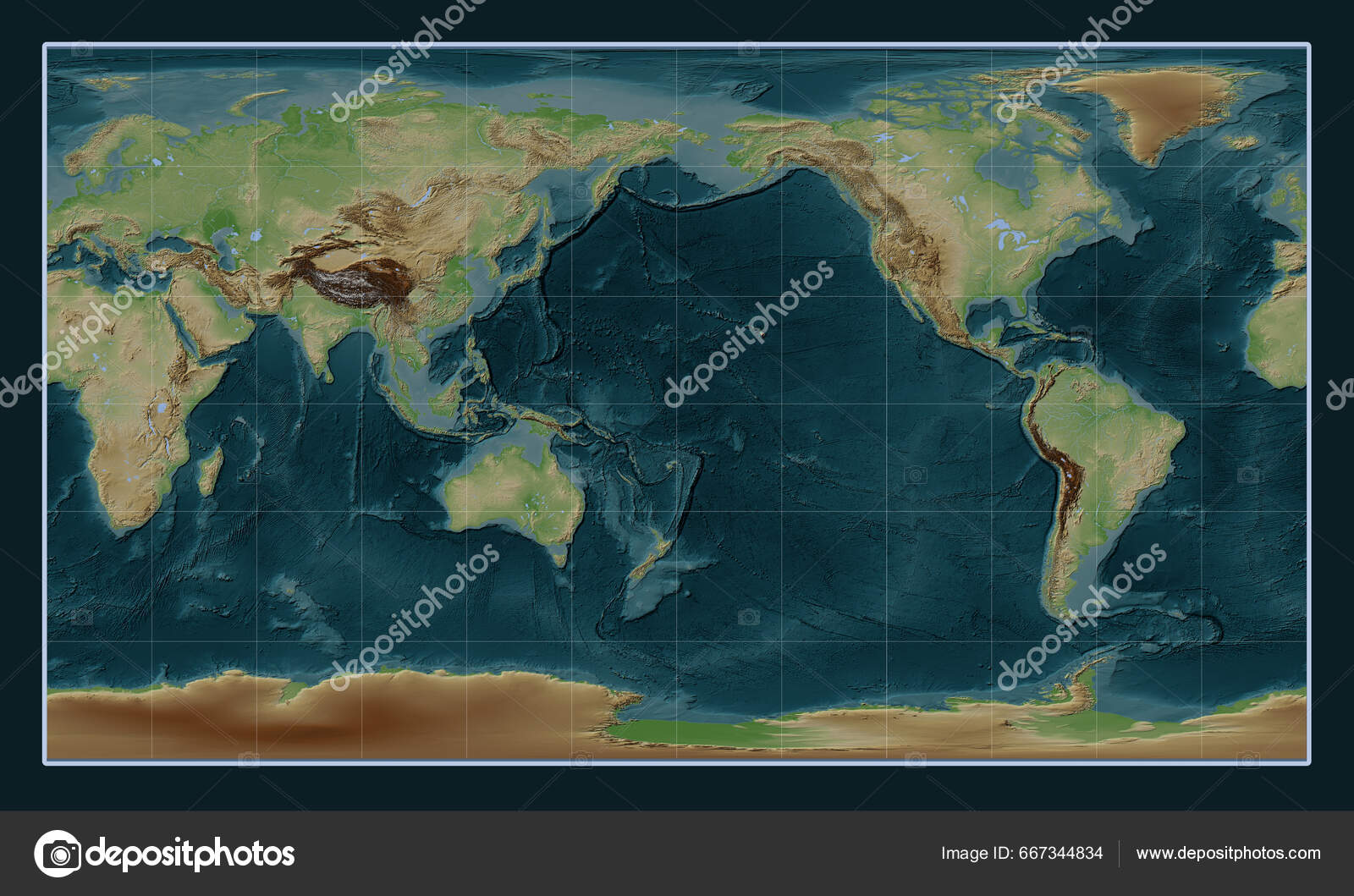 World Wikipedia Style Elevation Map Patterson Cylindrical Projection ...