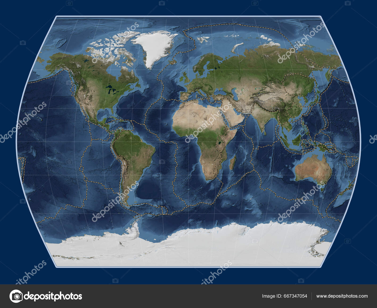 Tectonic Plate Boundaries World Blue Marble Satellite Map Times ...