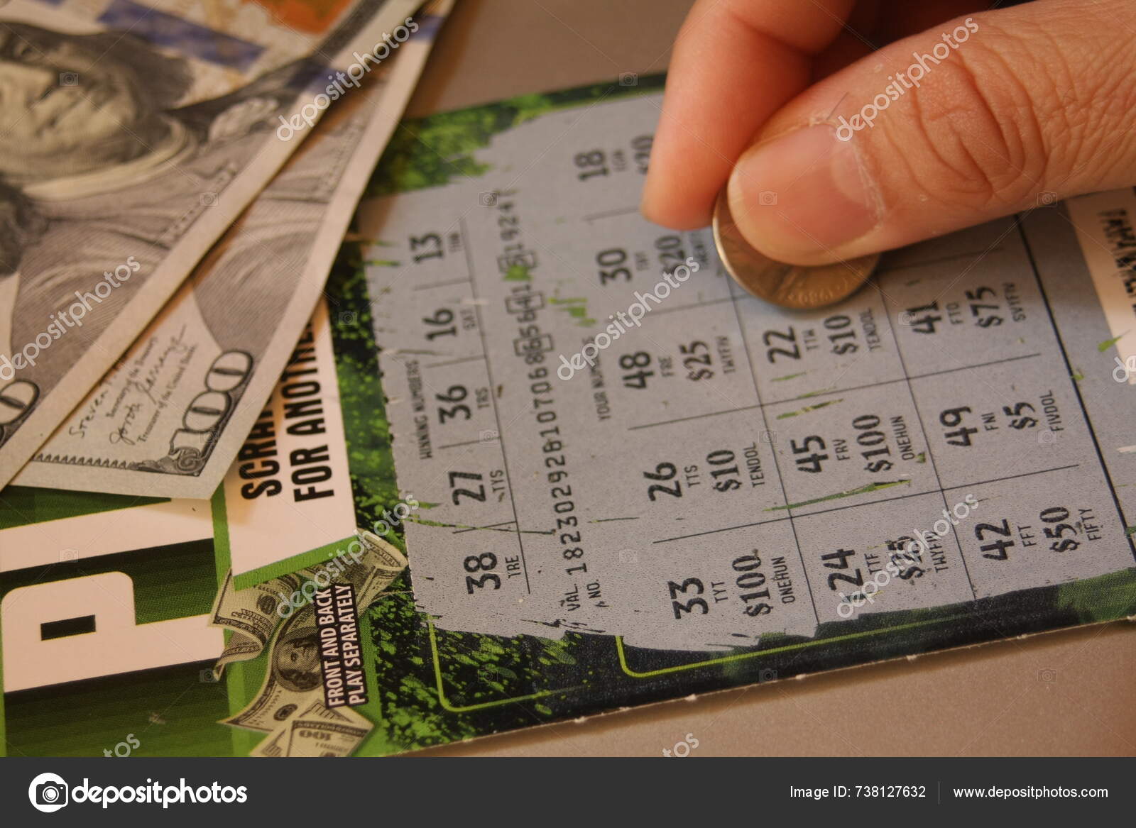 Washington Usa August 2024 Man's Hand Scratching Lottery Ticket America ...