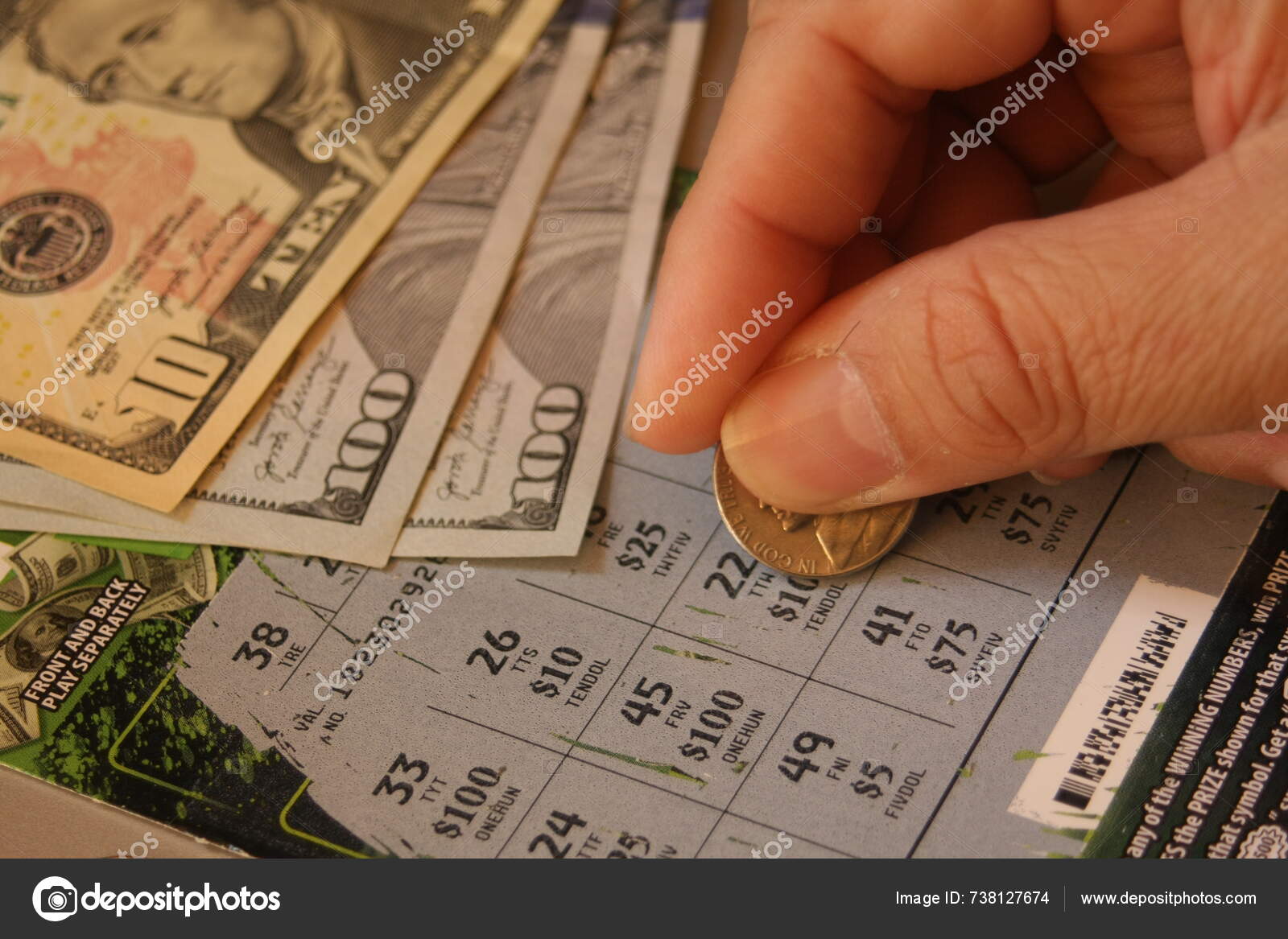 Washington Usa August 2024 Man's Hand Scratching Lottery Ticket America ...