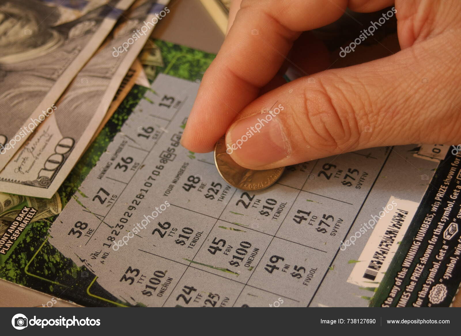 Washington Usa August 2024 Man's Hand Scratching Lottery Ticket America ...