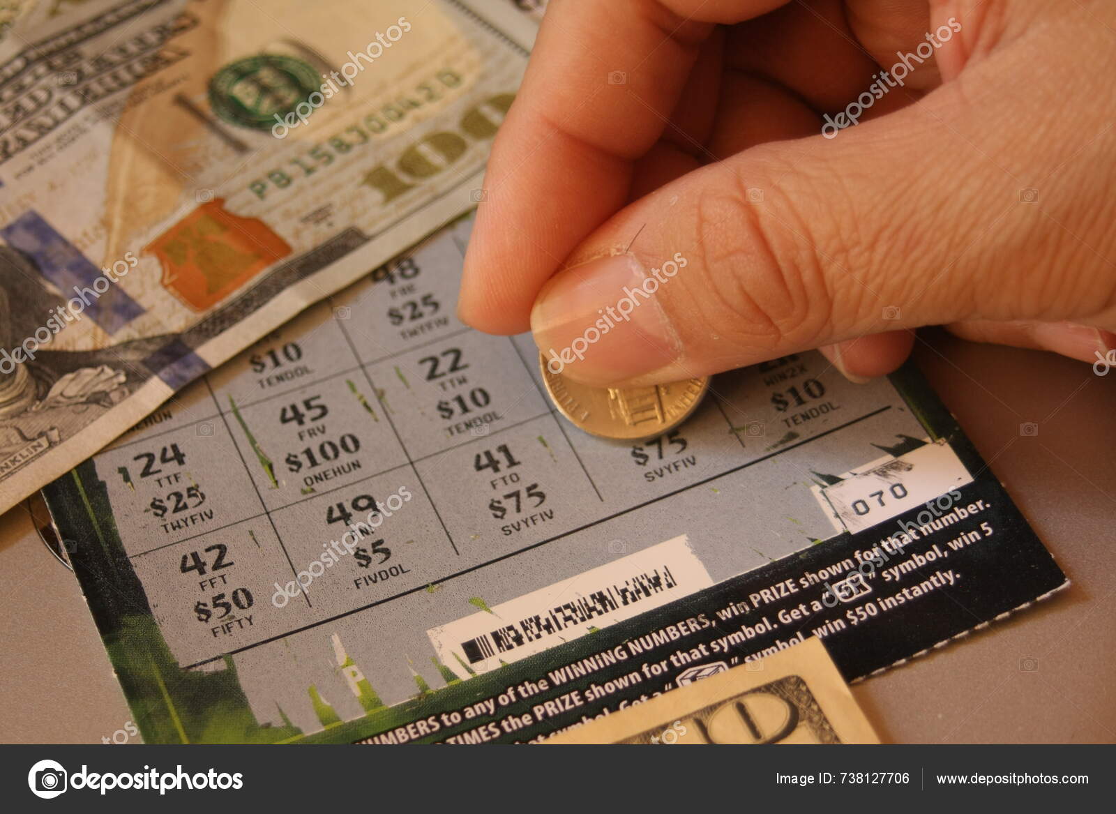 Washington Usa August 2024 Man's Hand Scratching Lottery Ticket America ...