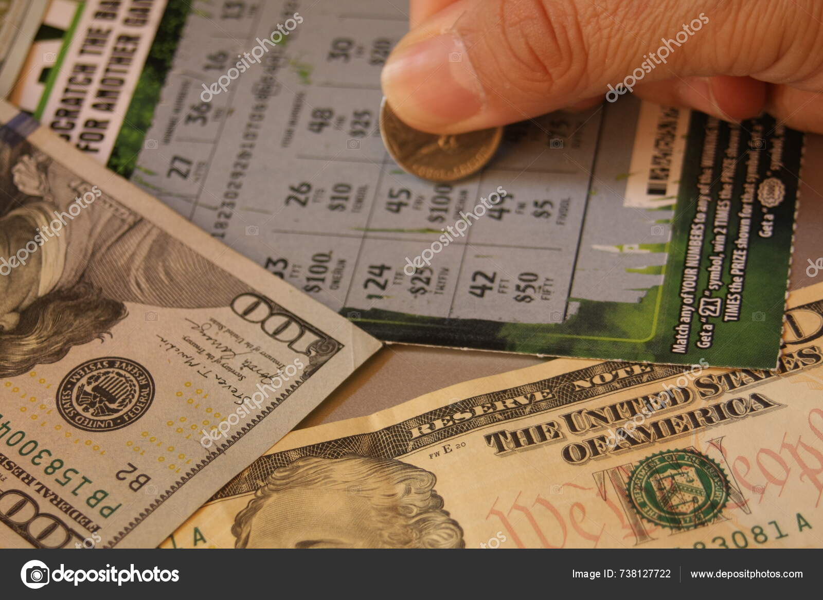 Washington Usa August 2024 Man's Hand Scratching Lottery Ticket America ...
