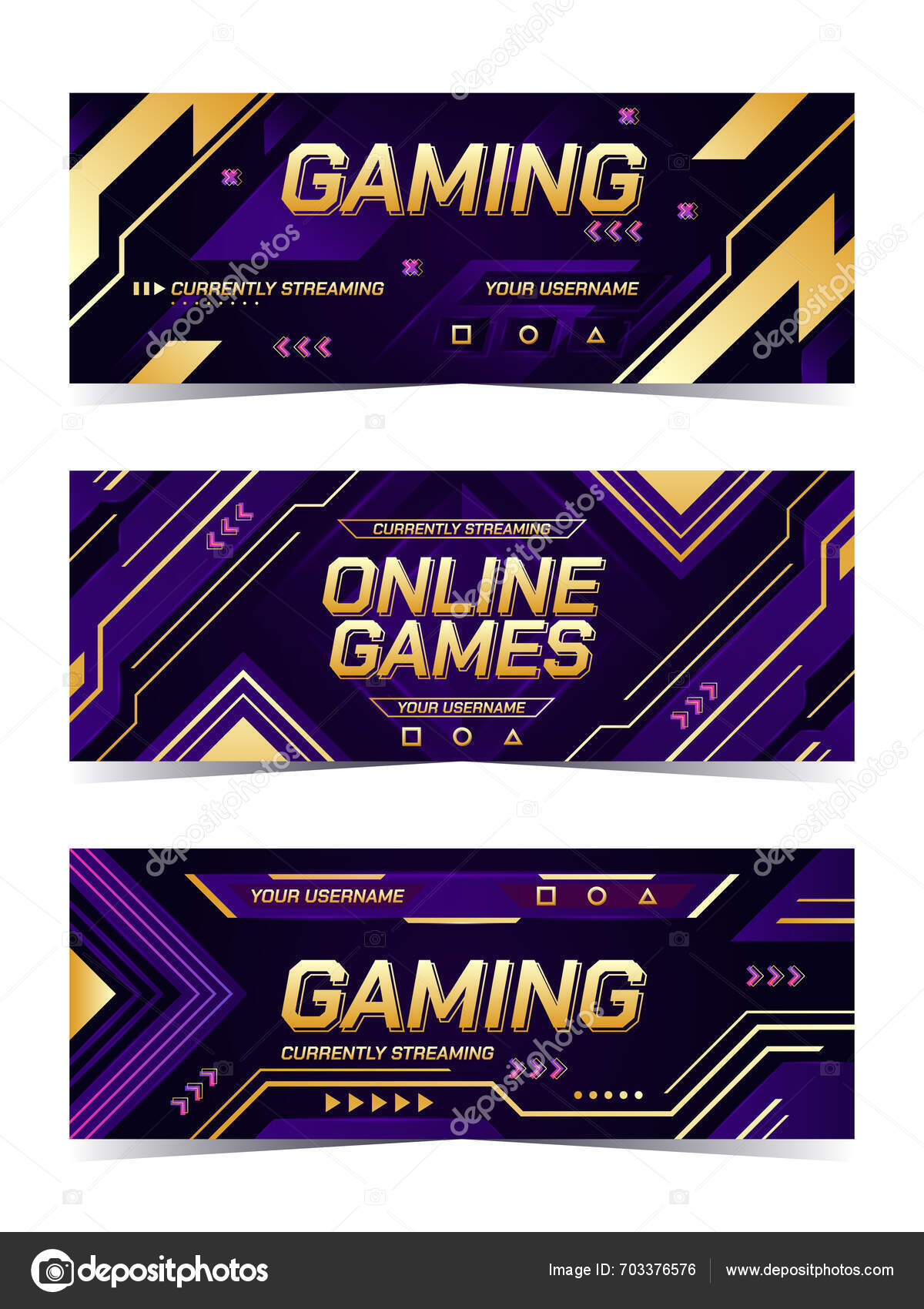 Online Gaming Streaming Banner Template Collection Stock Vector by ...