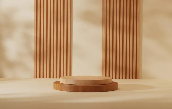 Geometric Circle Display Stand Showcases Shadows Leaves Background ...