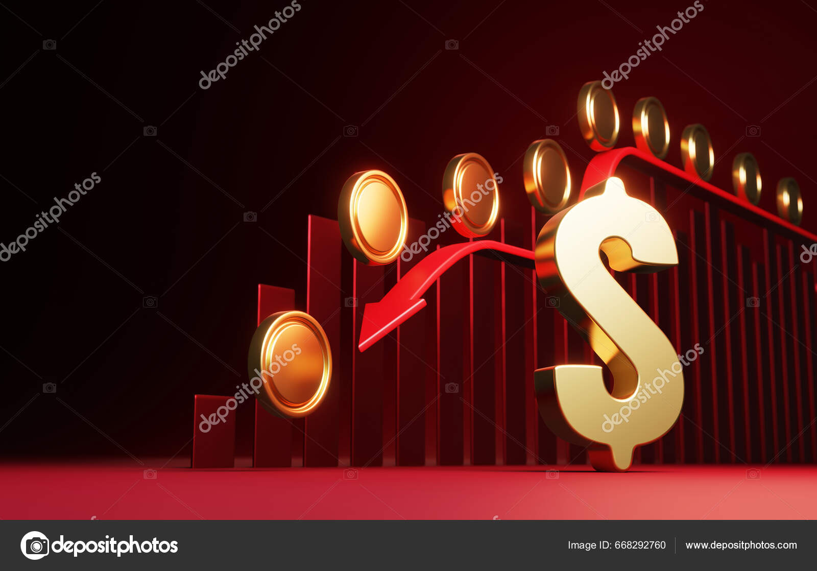 Declive Económico Representado Por Gráfico Flecha Signo Dólar Que ...