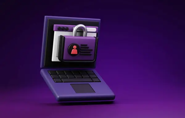 Cyber security ID icon with laptop, showcasing digital protection and ...