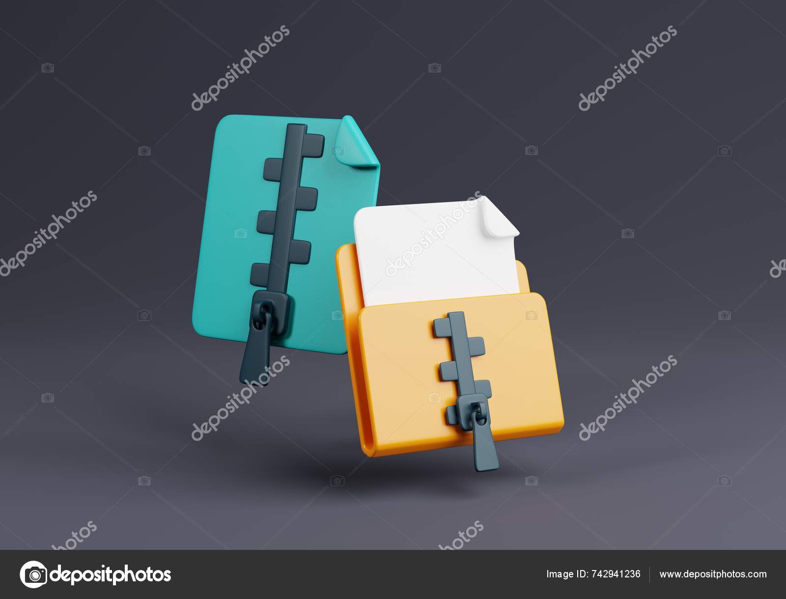 Zip Folder Compressed Directory Ideal Showcasing Technology Concepts ...