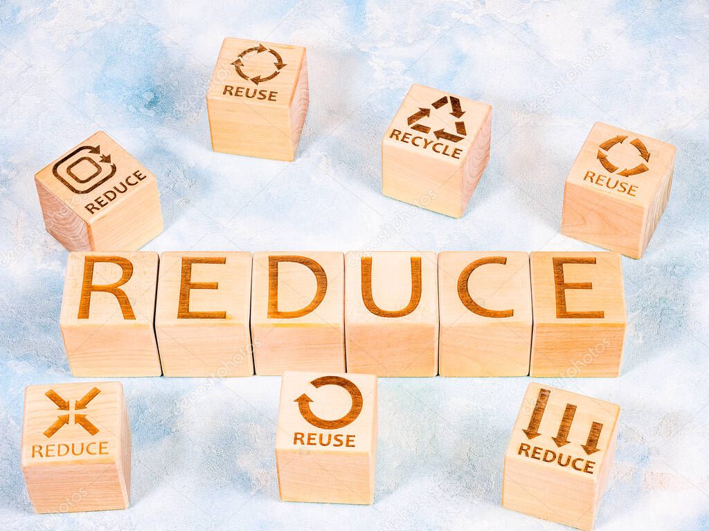 REDUCIR, REUSAR y RECICLAR símbolos como concepto de ahorro de recursos ...