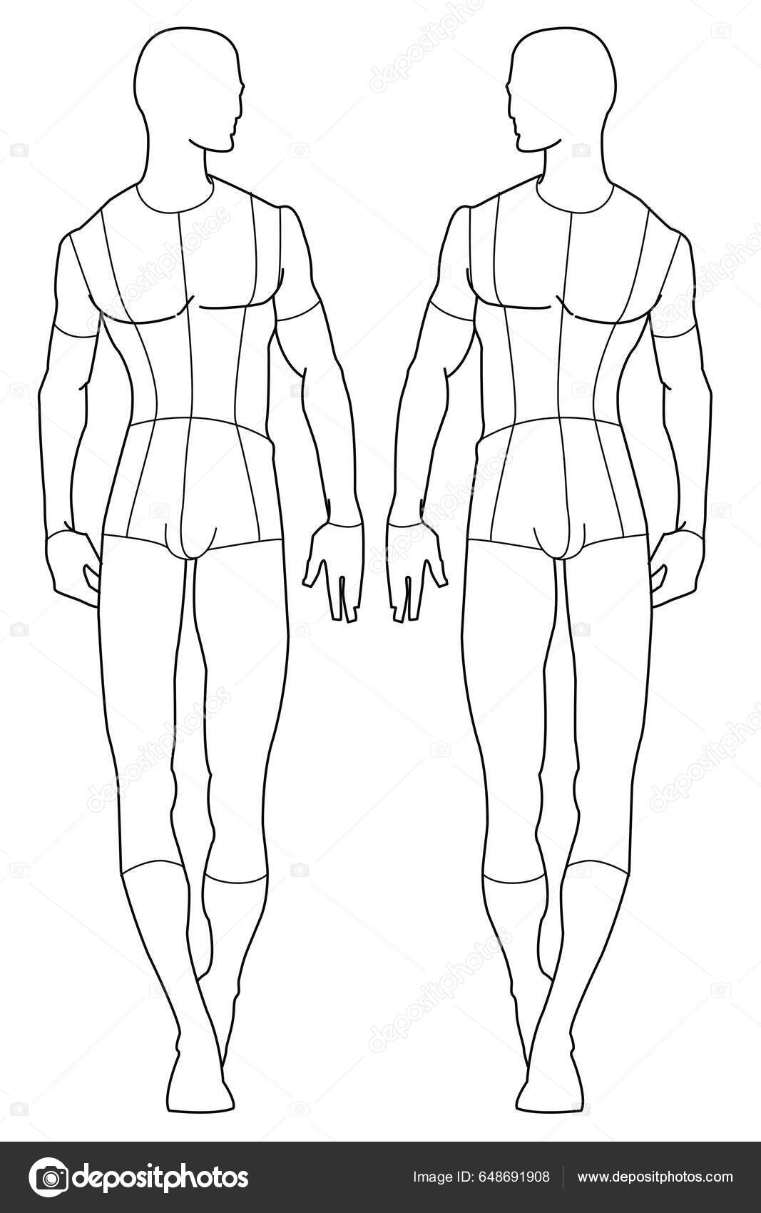 Hombres Niños Croquis Mannequin Flat Vector Pieza Vector de stock por ...