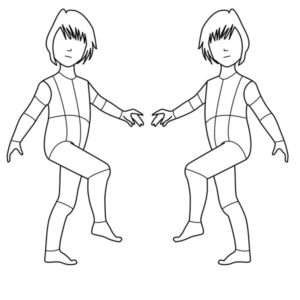 Kids Infant Toddler Young Girls Front Side Back Pose Croquis Vetor de ...