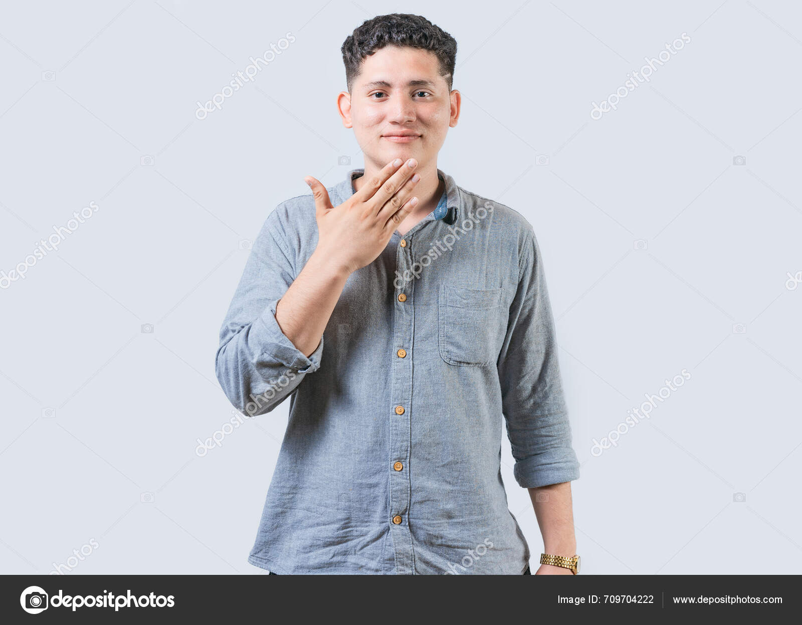 Man Making Thank You Gesture Sign Language Isolated People Showing ...