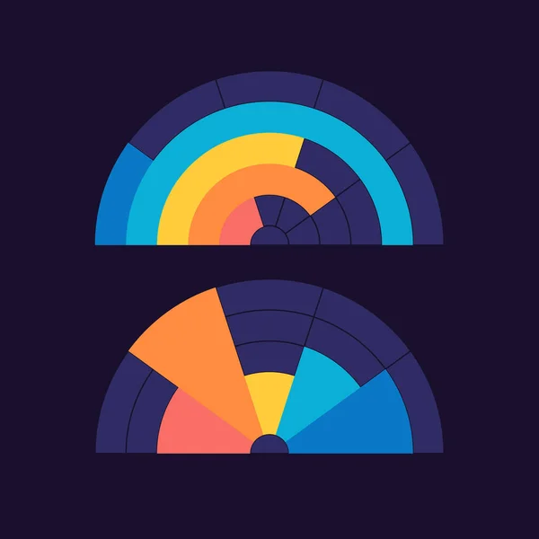 Radial Gradient Progress Infographic Chart Design Template Set Dark ...