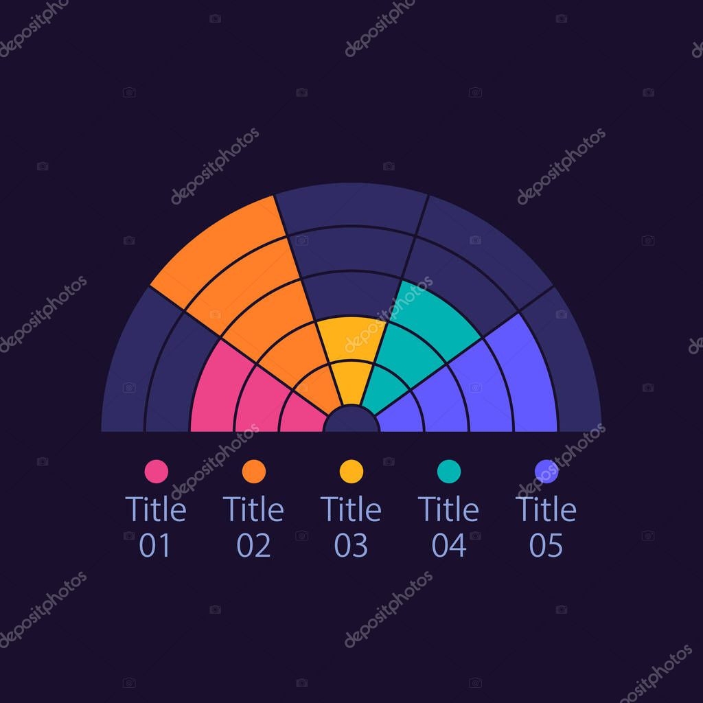 Plantilla de diseño de gráfico infográfico semicírculo para tema oscuro ...