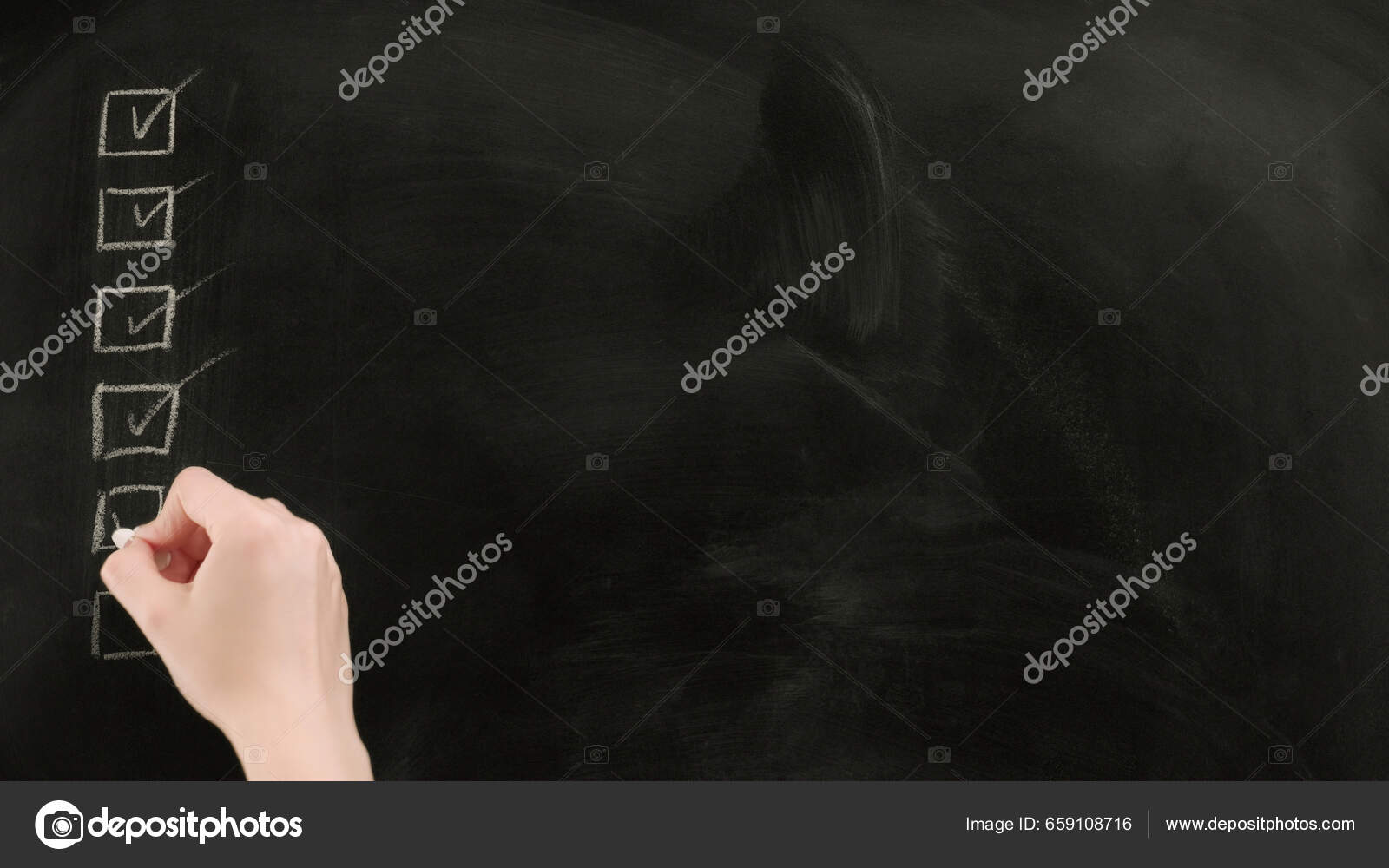 Checkbox List Done Sign Woman Hand Marking Tasks Tick Black — Stock ...