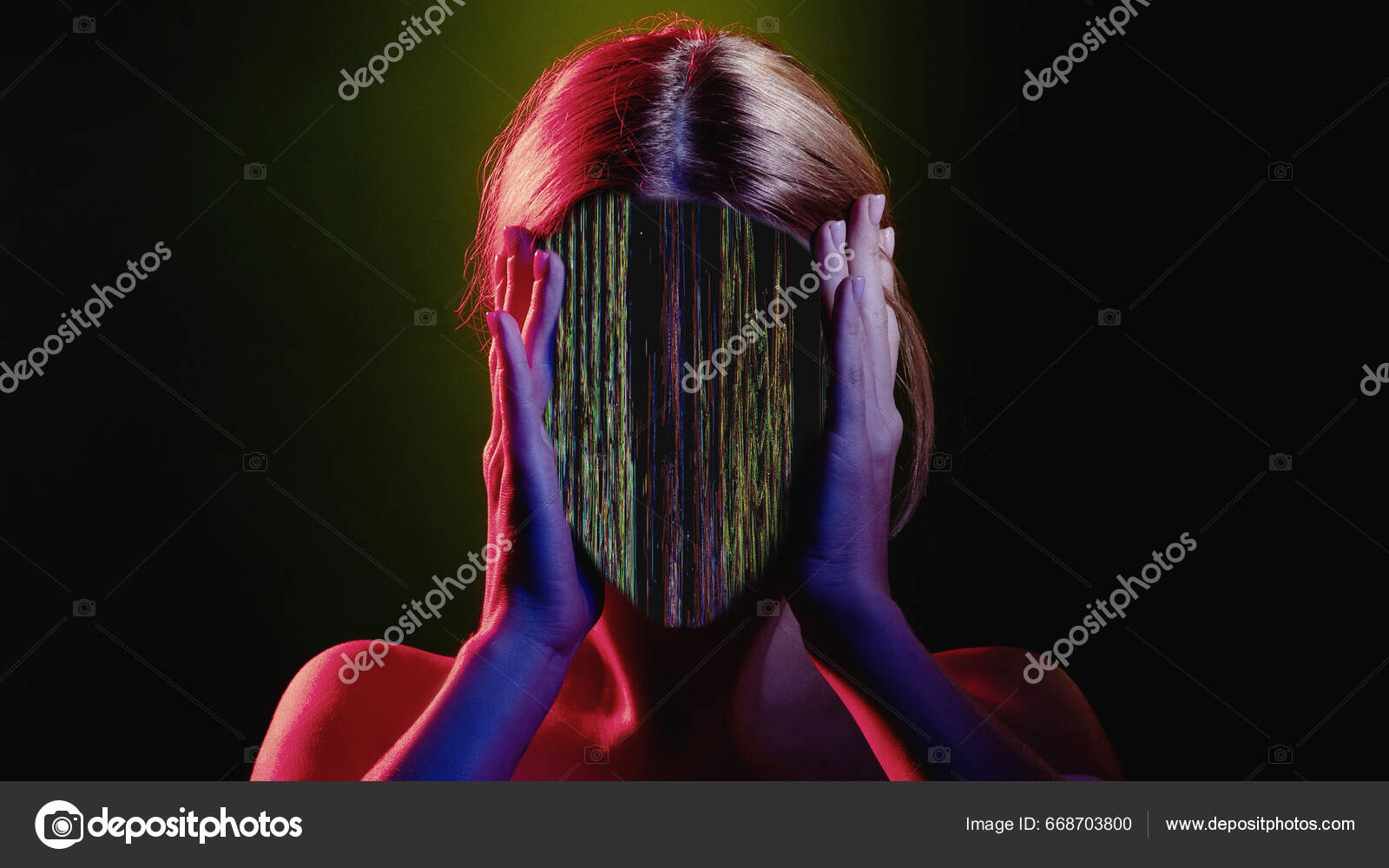 Stress Anxiety Mind Control Information Overload Red Blue Neon Light ...