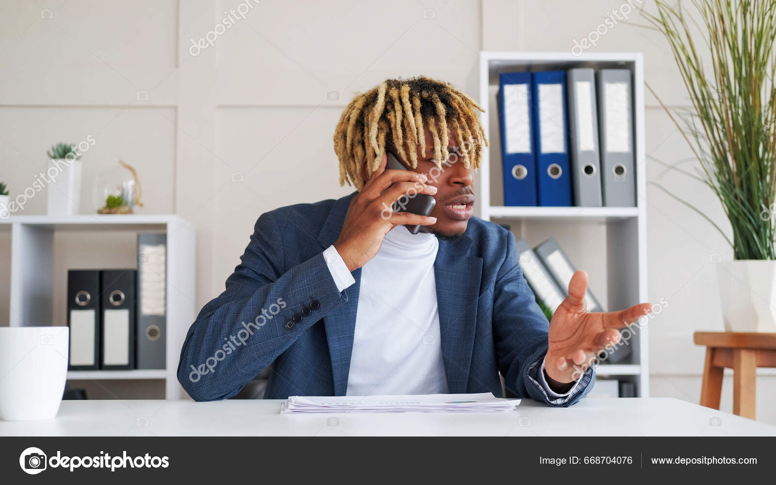 Important Call Mobile Business Conversation Expressive Professional Man ...