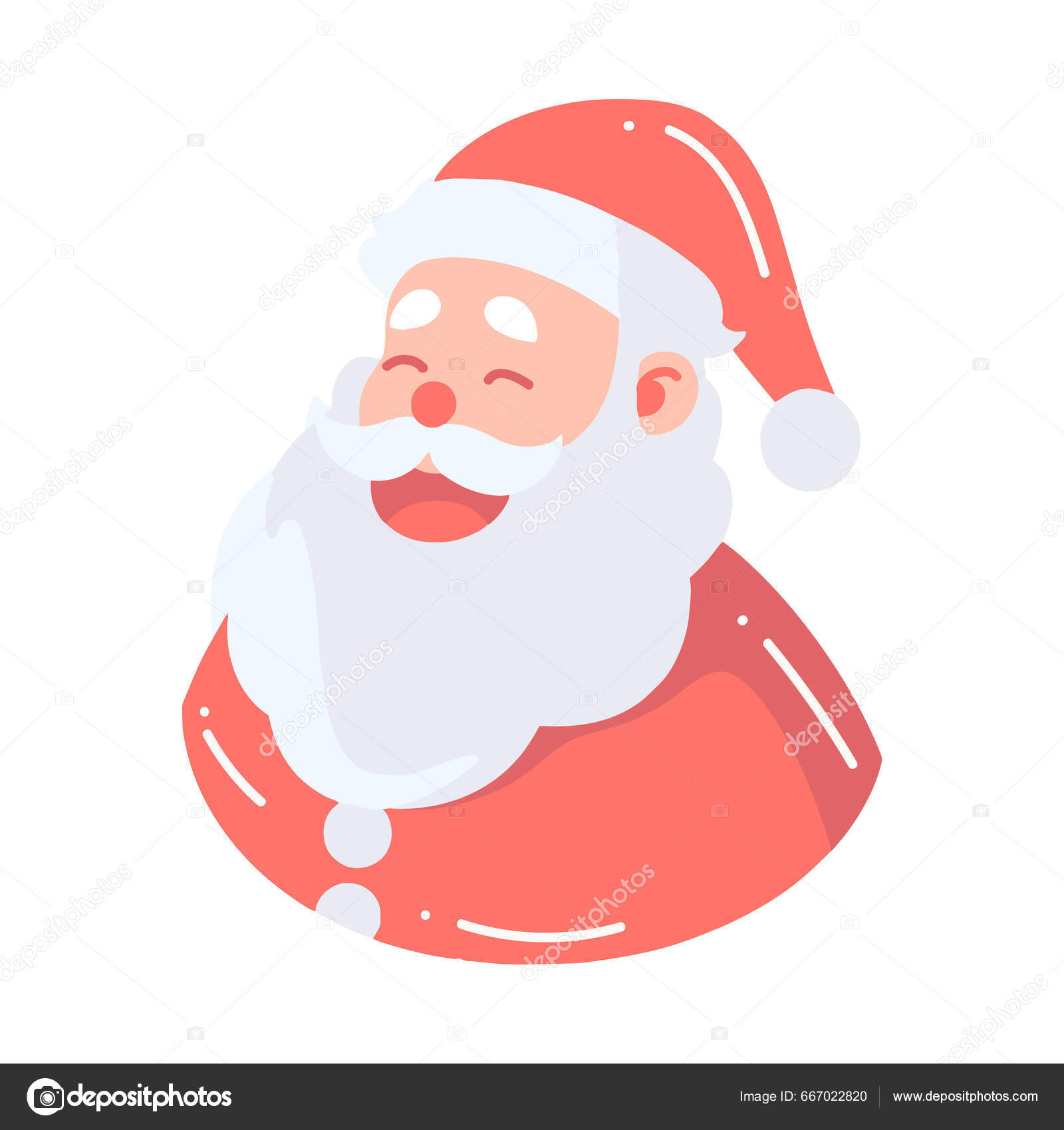 Hand Drawn Happy Santa Character Flat Style Isolated Background Stock ...