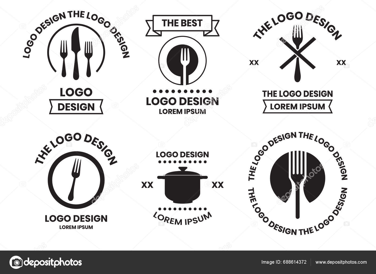 Fork Kitchen Equipment Logo Restaurant Vintage Style Isolated ...
