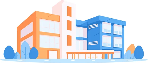 Hand Drawn School Hospital Building Flat Style Isolated Background ...