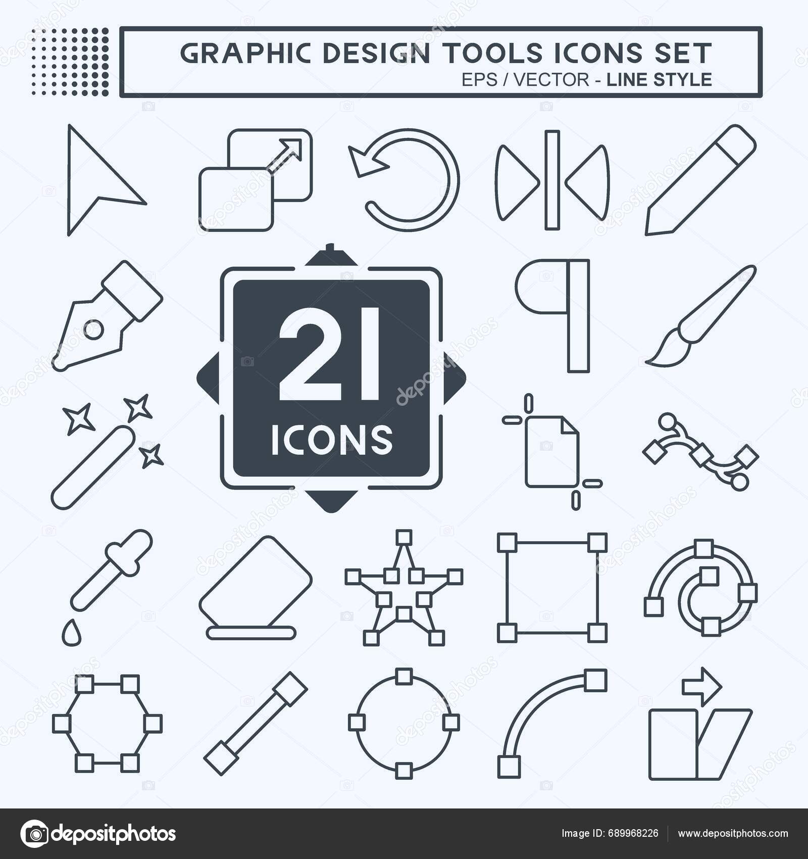 Icon Set Graphic Design Tools Related Graphic Design Tools Symbol Stock ...