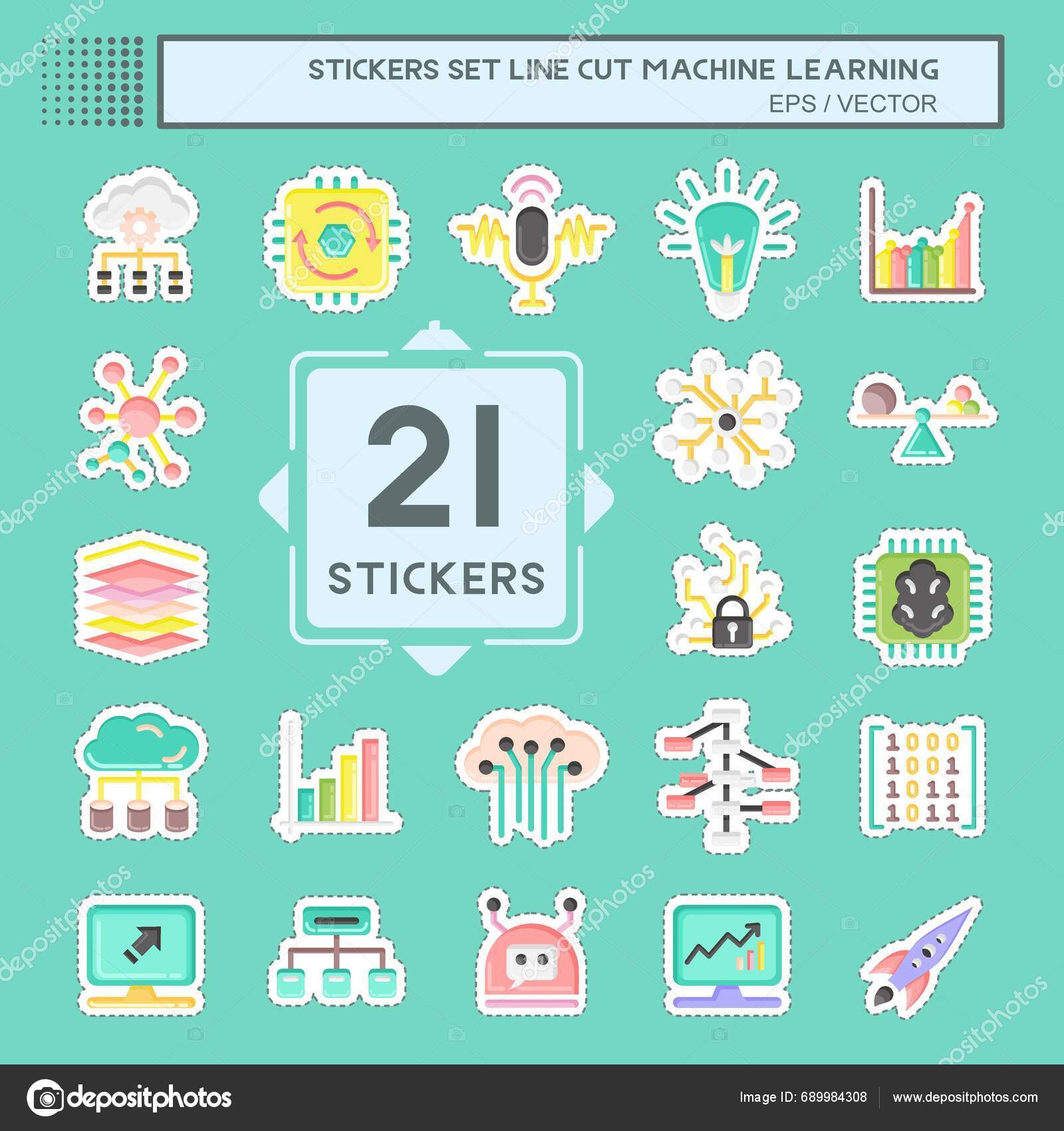 Sticker Line Cut Set Machine Learning Related Machine Learning Symbol ...