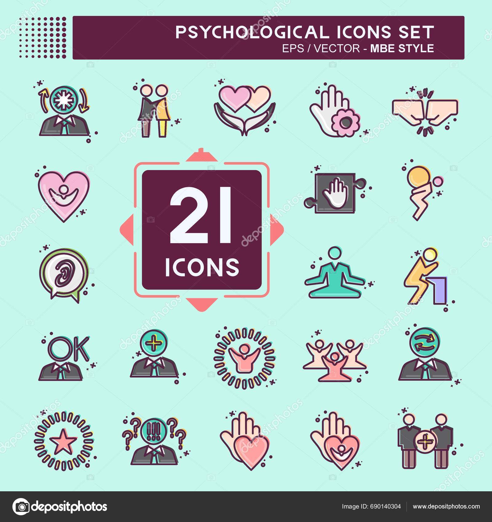 Icon Set Psychological Related Psychological Symbol Mbe Style Simple ...