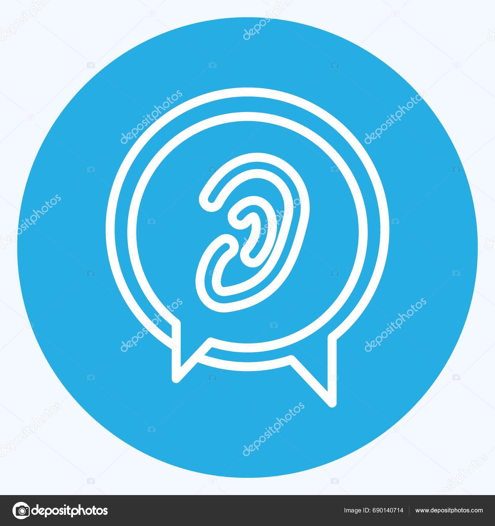 Icon Listen Others Related Psychological Symbol Blue Eyes Style Simple ...