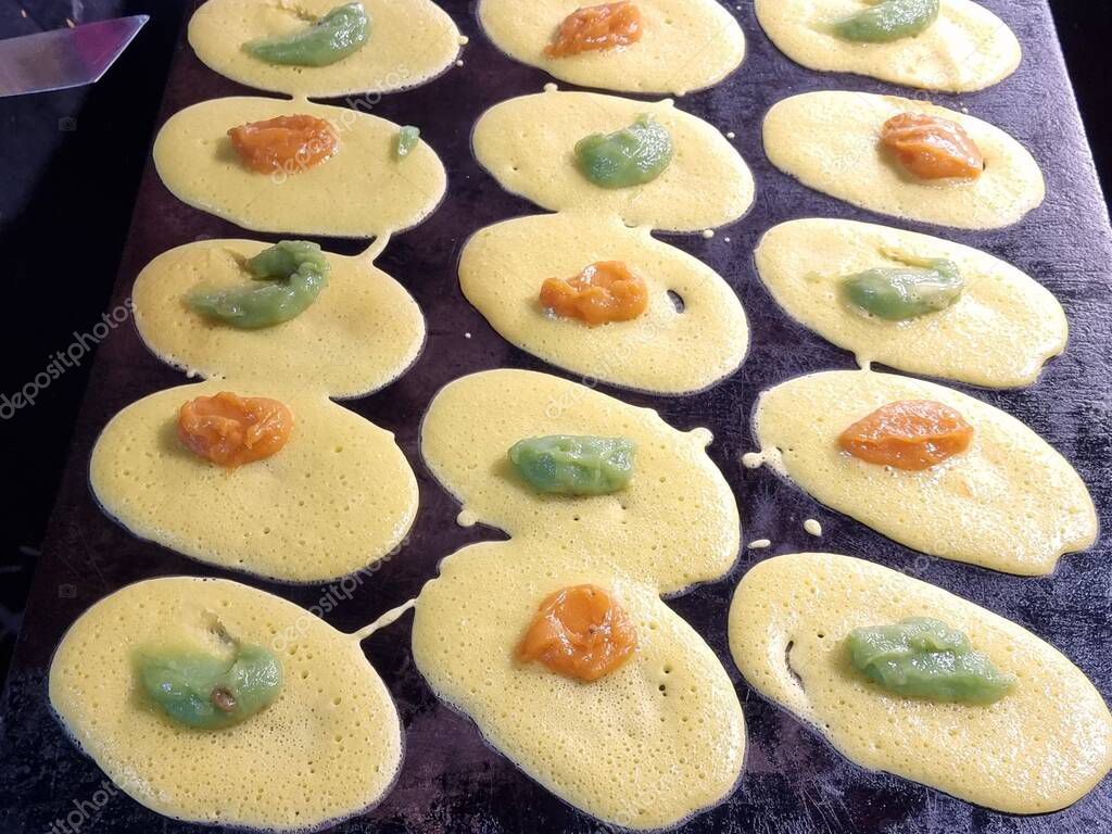 Primer plano del postre tailandés (dulces de Tokio, postres de Tokio ...