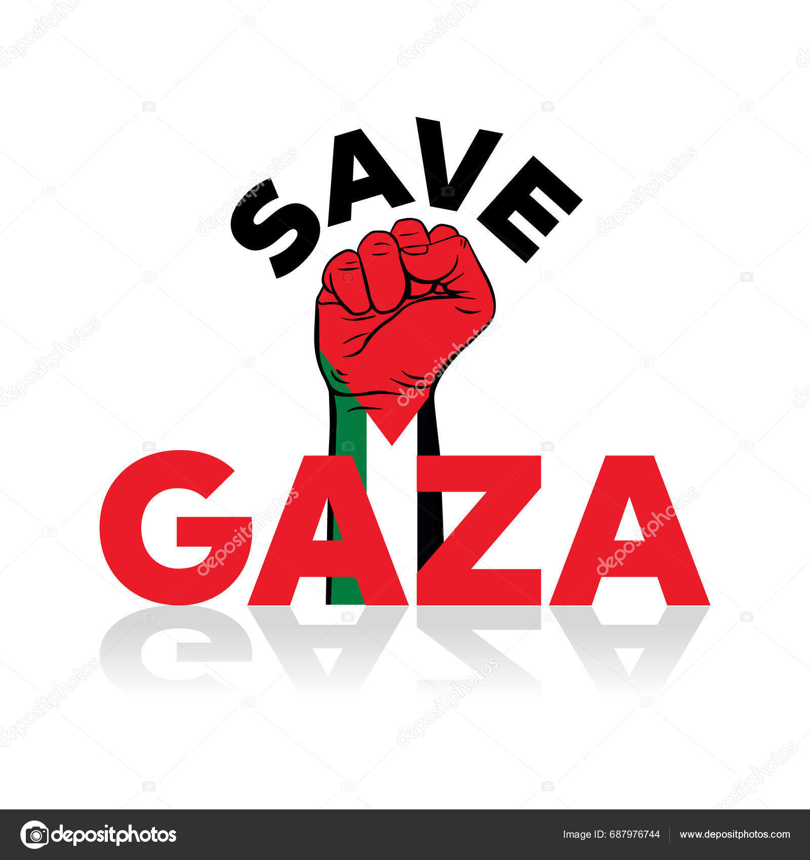 Free Gaza Free Palestine Vektor Typografi Skabelon Design Med Knytnæve ...