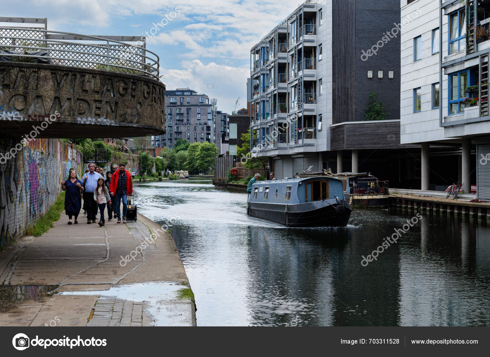 London 2022 People Walking Regent's Canal Towpath Rossendale Way ...