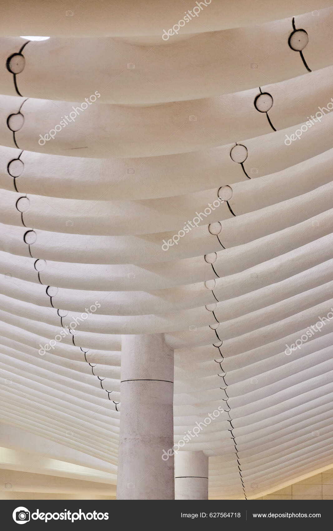 Image Interior Clean White Subway Ceiling Ribs Crossing Horizontally ...