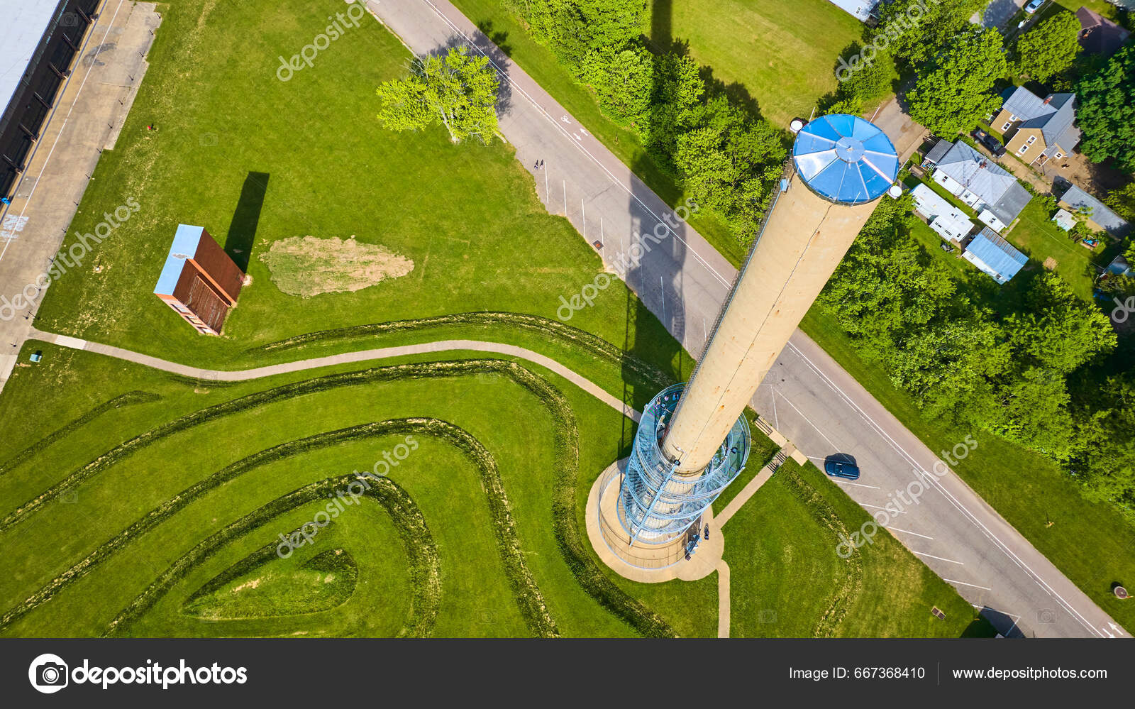 Image Ariel Foundation Park Aerial Rastin Observation Tower Drone View ...