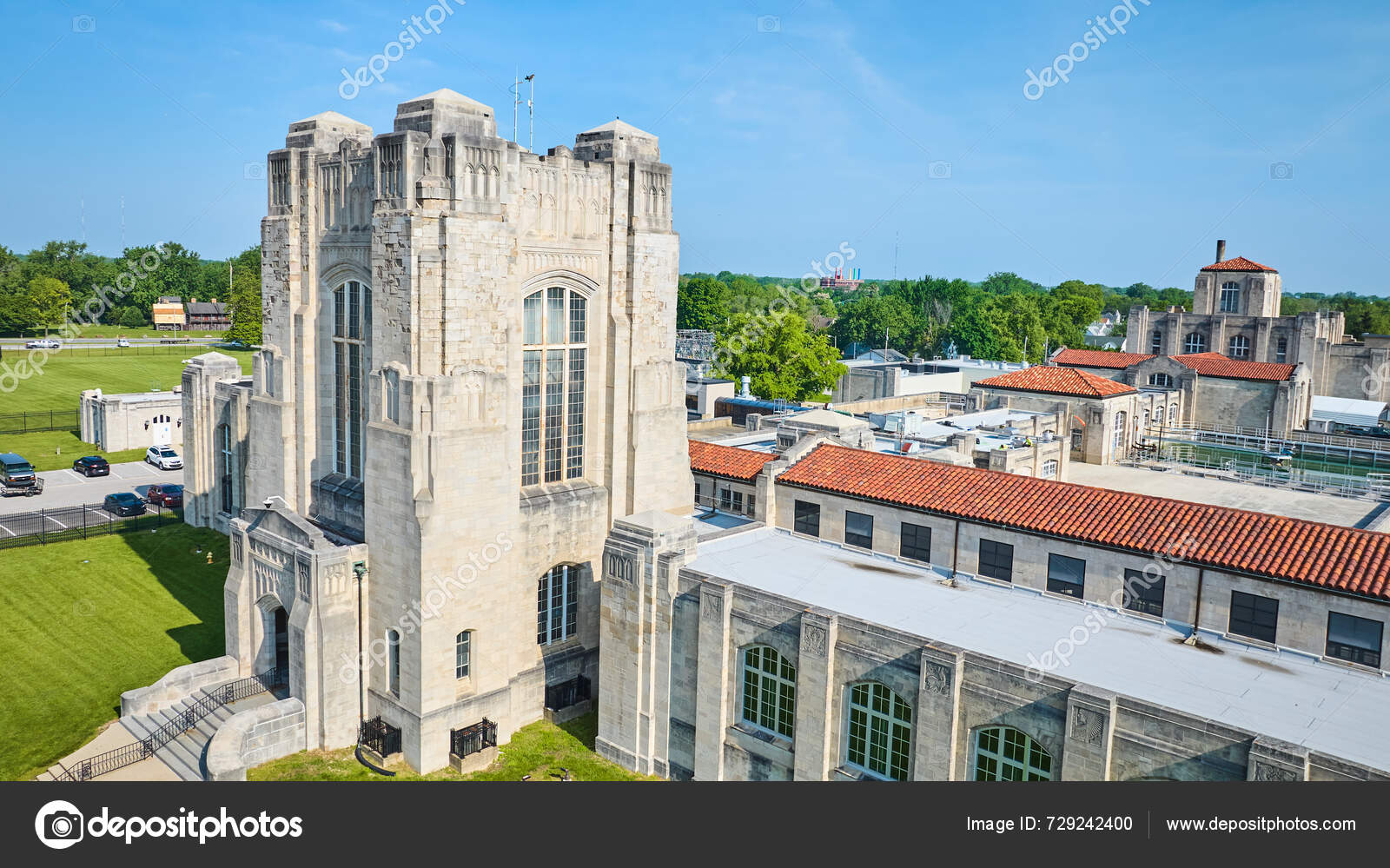 Aerial View Gothic Style Stone Building Fort Wayne Indiana Surrounded ...