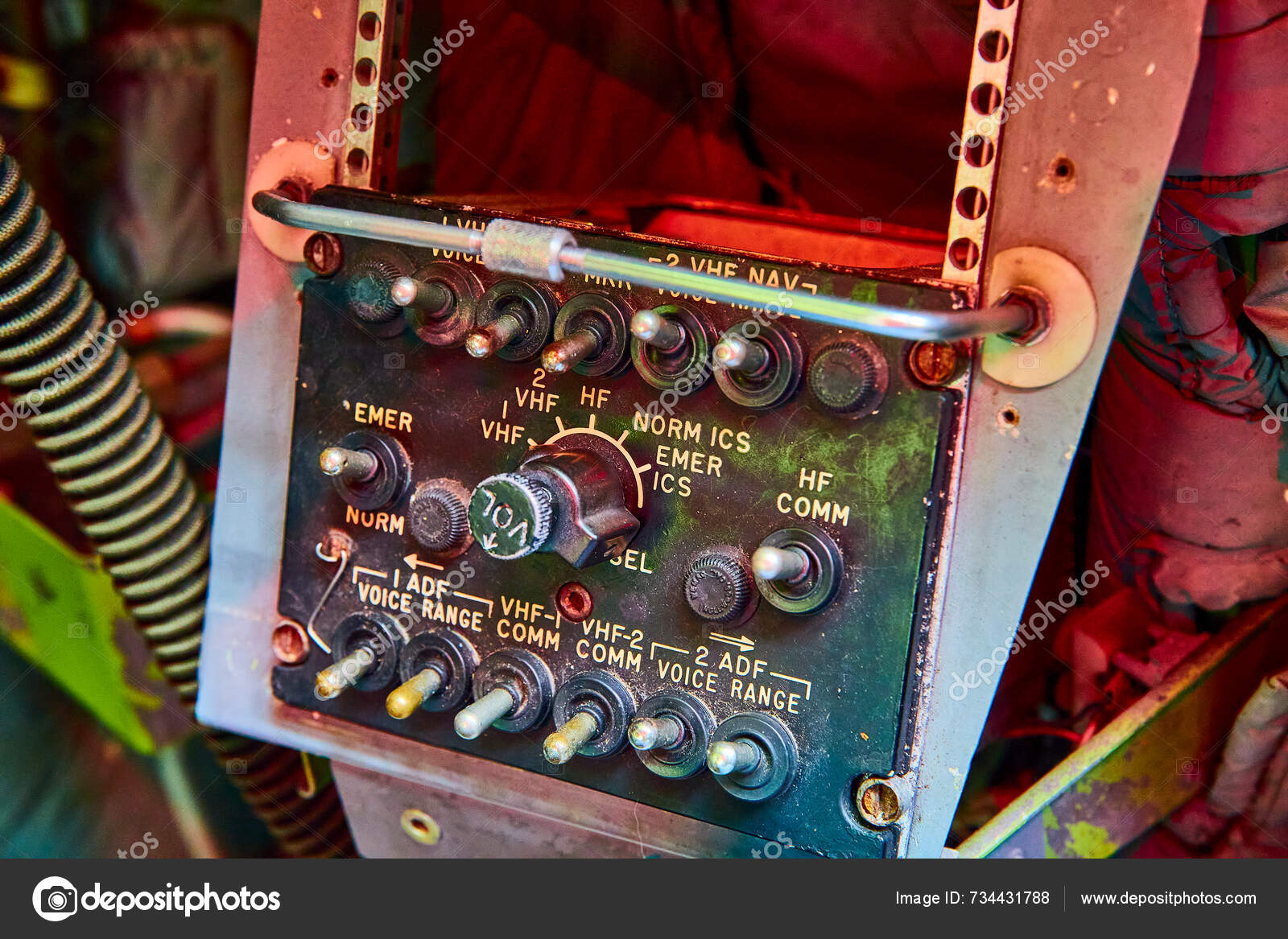 Vintage Aircraft Communication Panel Intricate Dials Switches ...