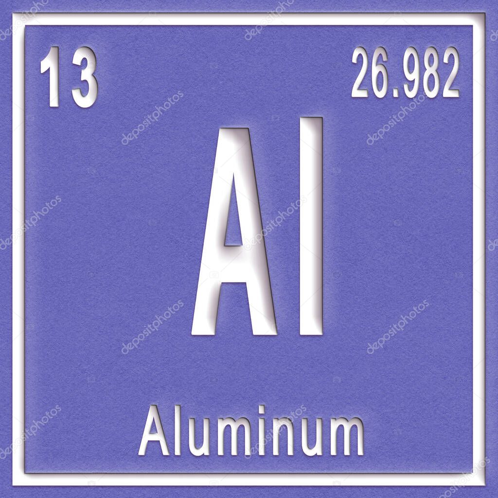 Elemento químico de aluminio, signo con número atómico y peso atómico ...