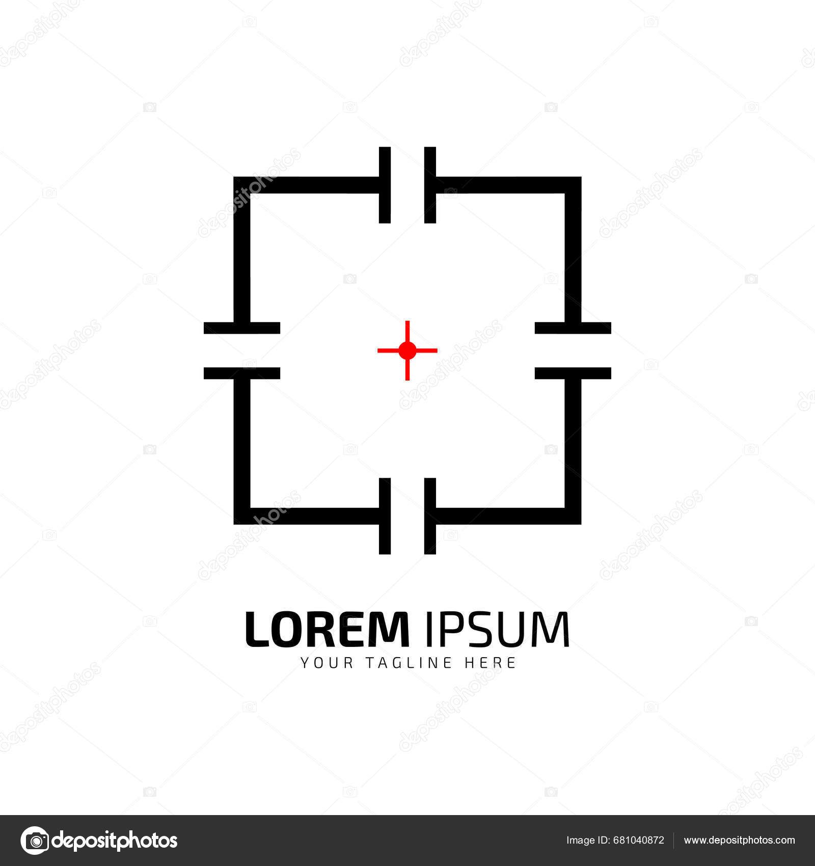 Dibujo Vector Art Target Icono Con Crosshair Silhouette Apuntar Éxito ...