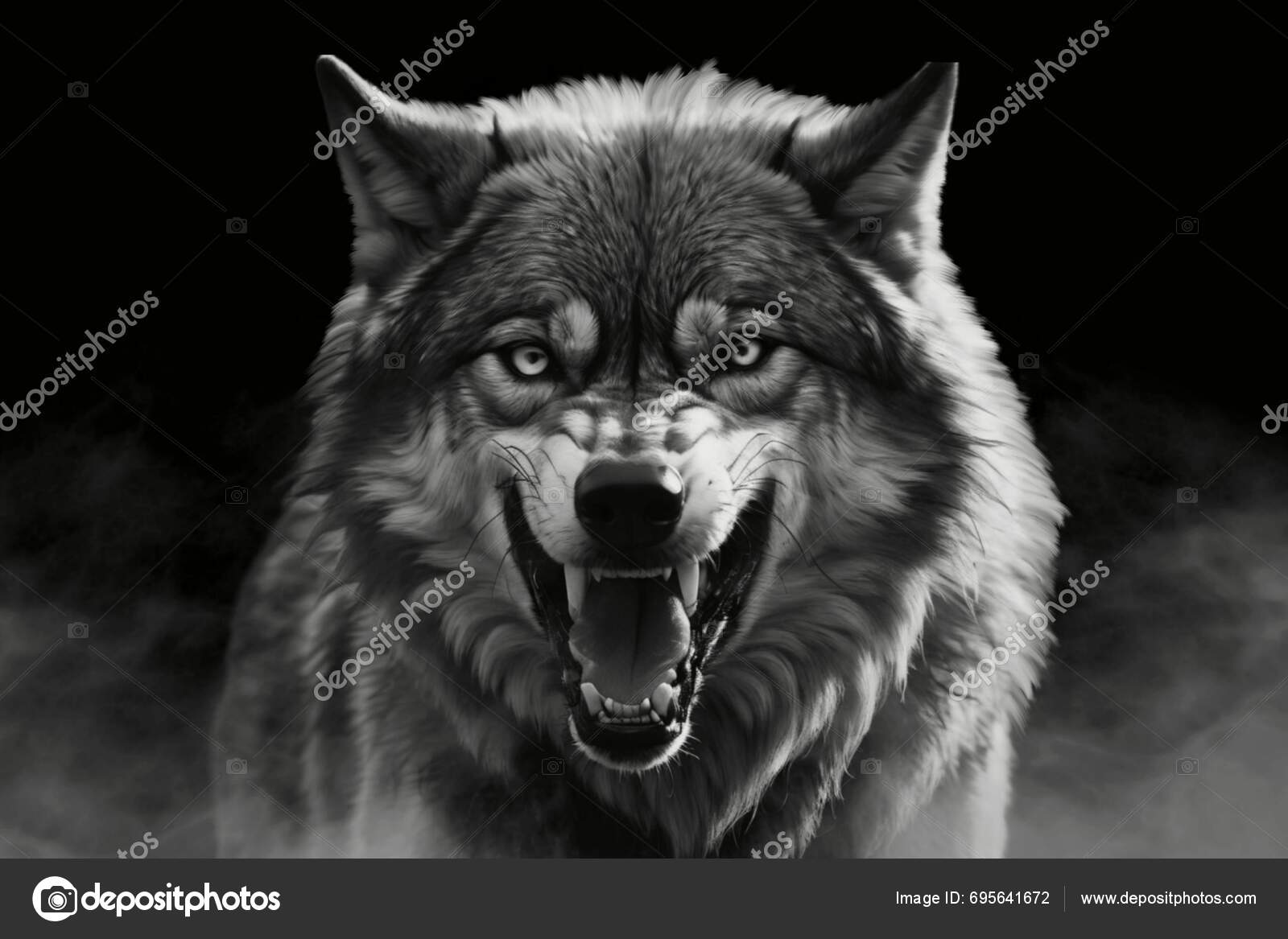 Very Angry Powerful Roaring Closeup Face Fog — Stock Photo ...