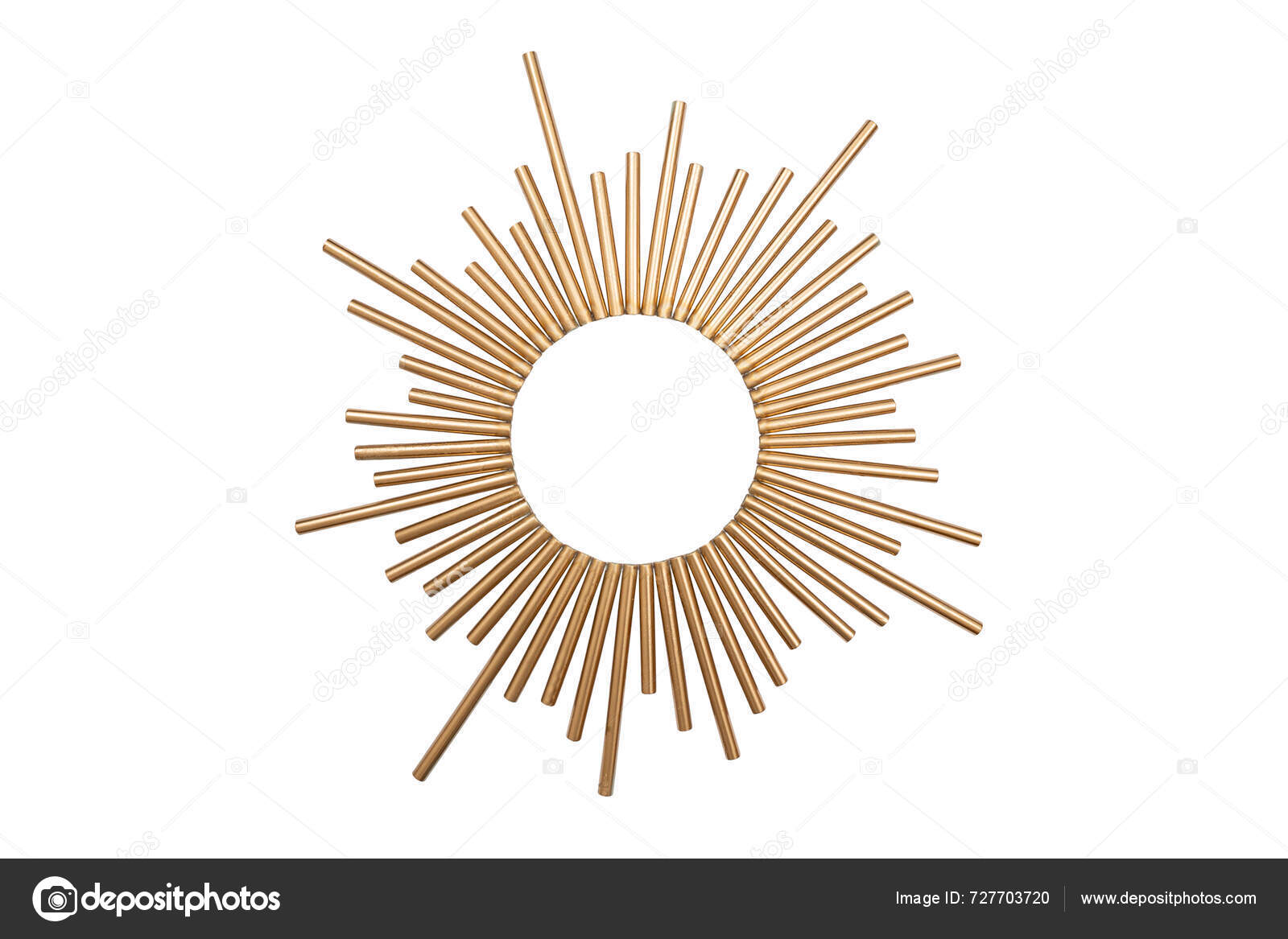 Shape Frame Made Golden Tubes Sun Symbol Element Isolated White — Stock ...