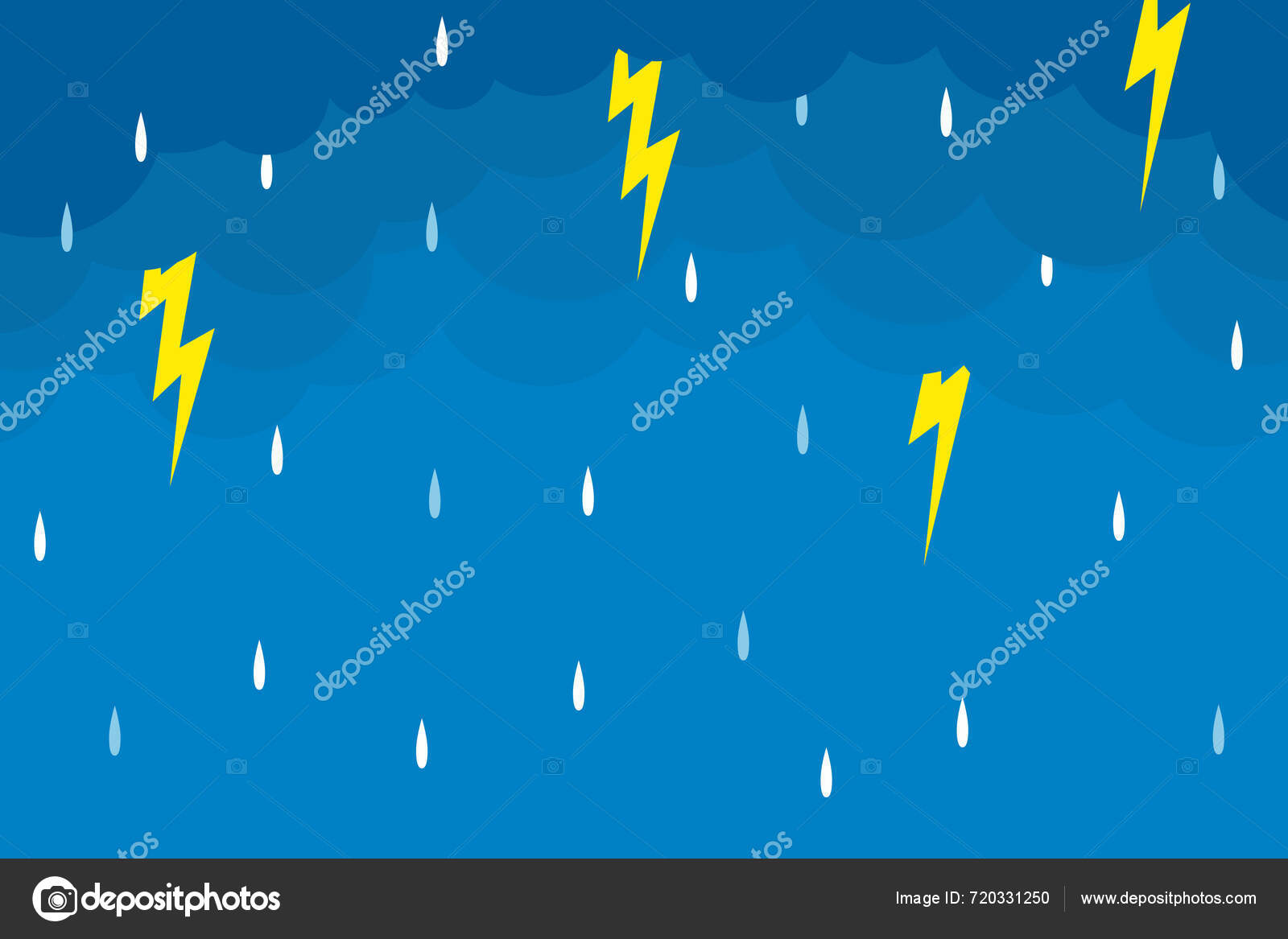 Flat Clouds Falling Rain Background Illustration Stock Vector by ©slowarea 720331250